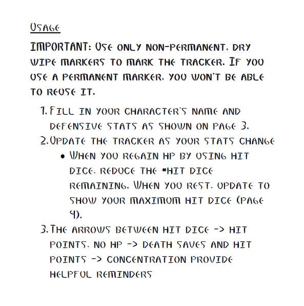 Dnd 5E Defenses Tracker Armor Class, Hit Points, Hit Dice, Saves ...