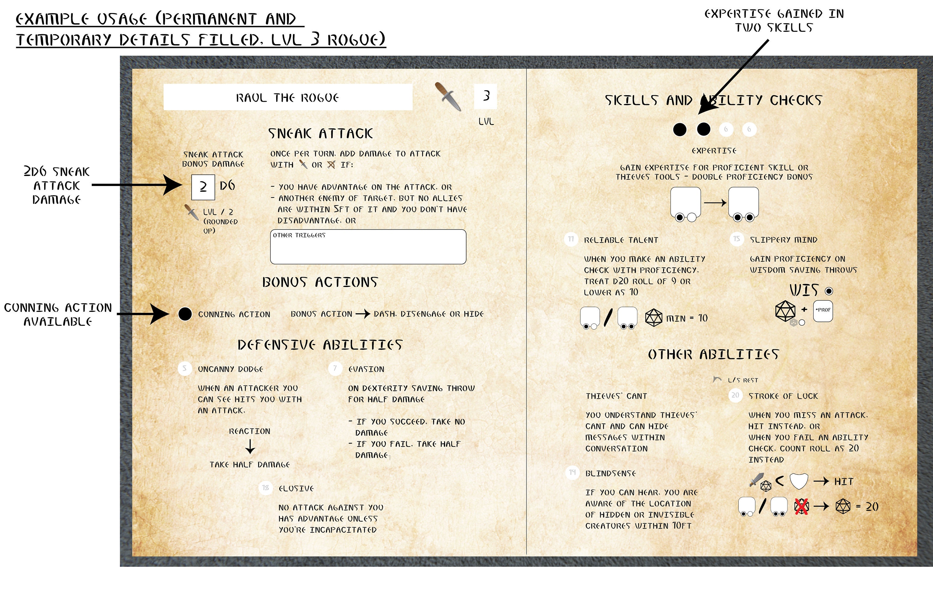 Dnd 5E Rogue Spell and Ability Tracker Book of Shadows - Etsy
