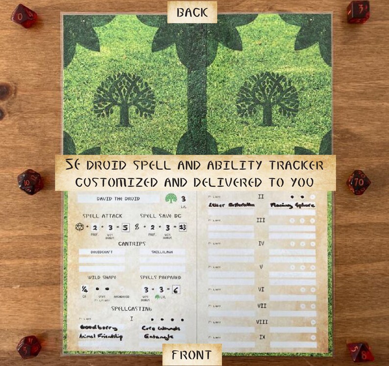 Dnd 2014 Druid Spell and Ability Tracker Tome of Nature UK Delivery - Etsy