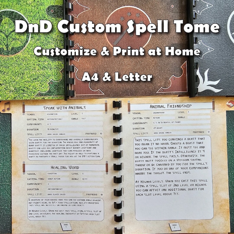 Dnd 5E Spell Tome | All Classes – A4, Letter, Print at Home, Digital ...