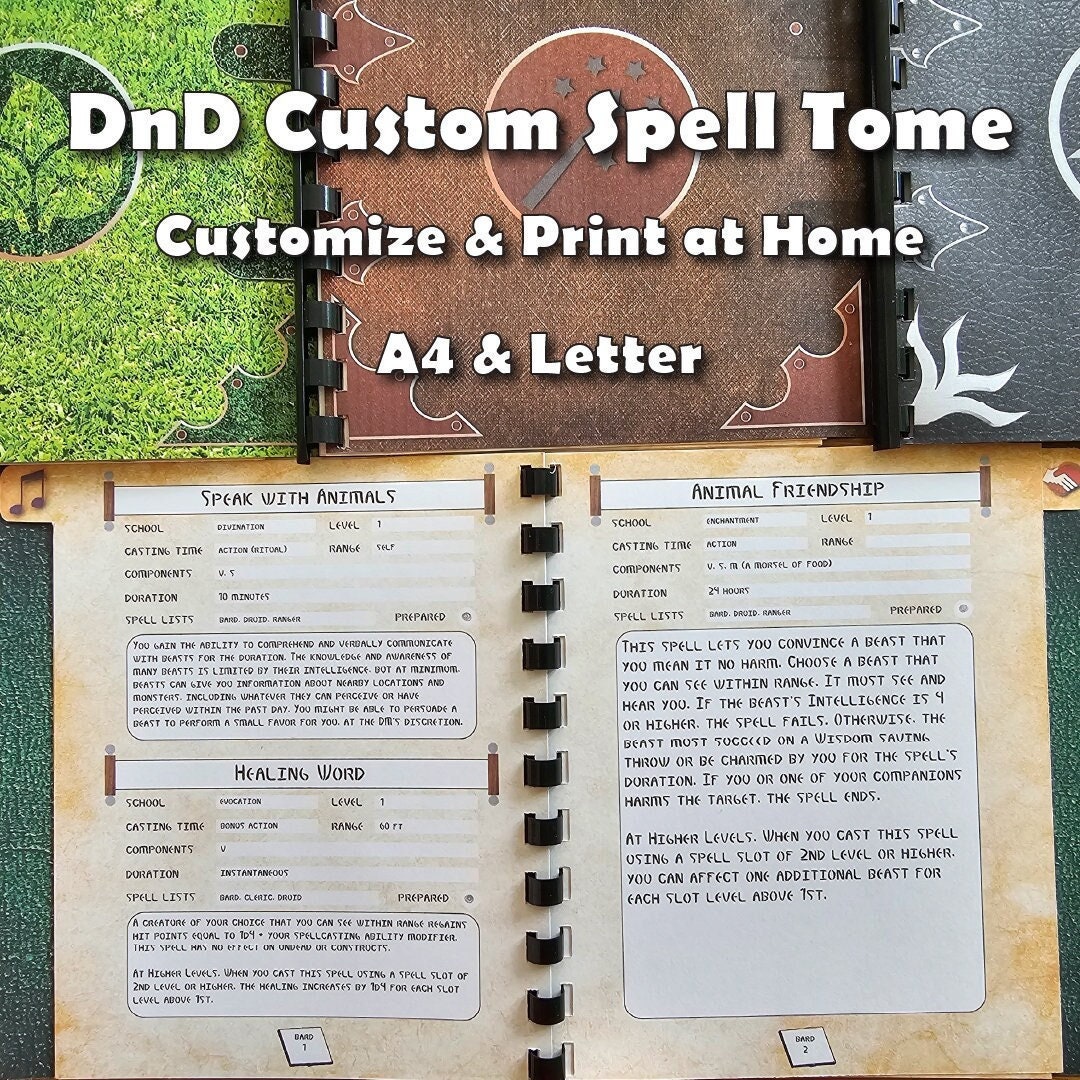 Dnd 5E Spell Tome | All Classes – A4, Letter, Print at Home, Digital ...