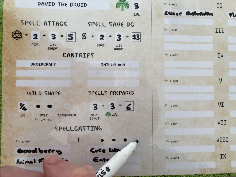 Dnd 2014 Druid Spell and Ability Tracker Tome of Nature UK Delivery - Etsy