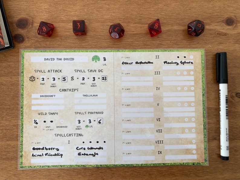 Dnd 2014 Druid Spell and Ability Tracker Tome of Nature UK Delivery - Etsy