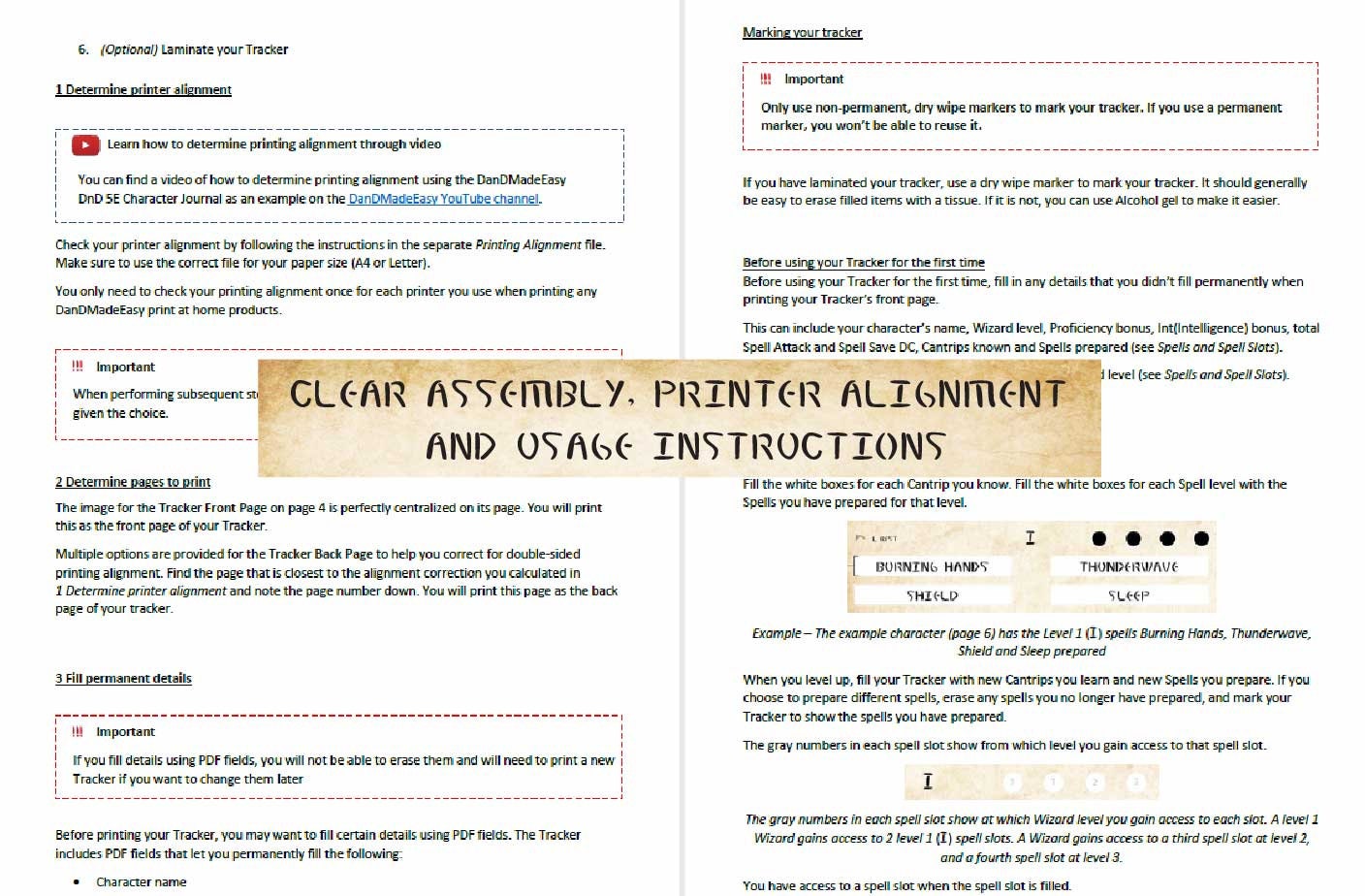 Dnd 5E Wizard Spell and Ability Tracker Spell Tome Print at Home ...