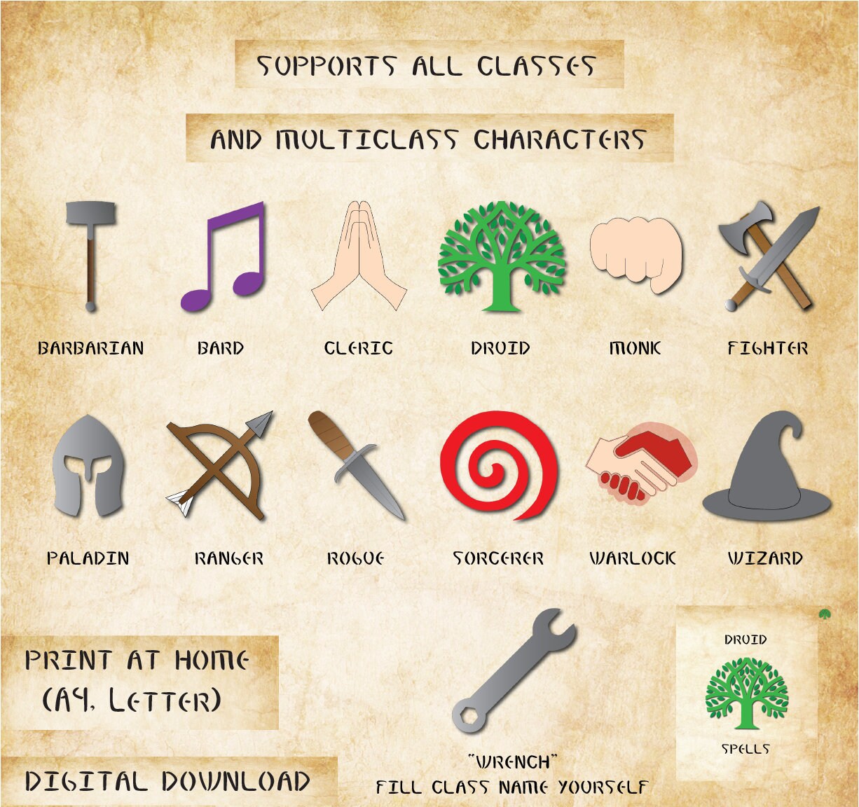 Dnd 5E Spell Tome All Classes A4, Letter, Print at Home, Digital ...