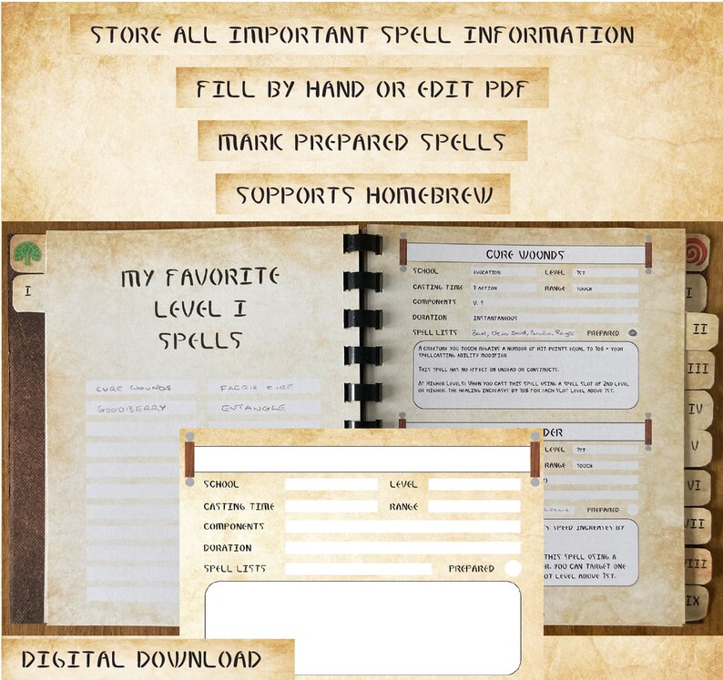 Dnd 5E Spell Tome All Classes A4, Letter, Print at Home, Digital ...