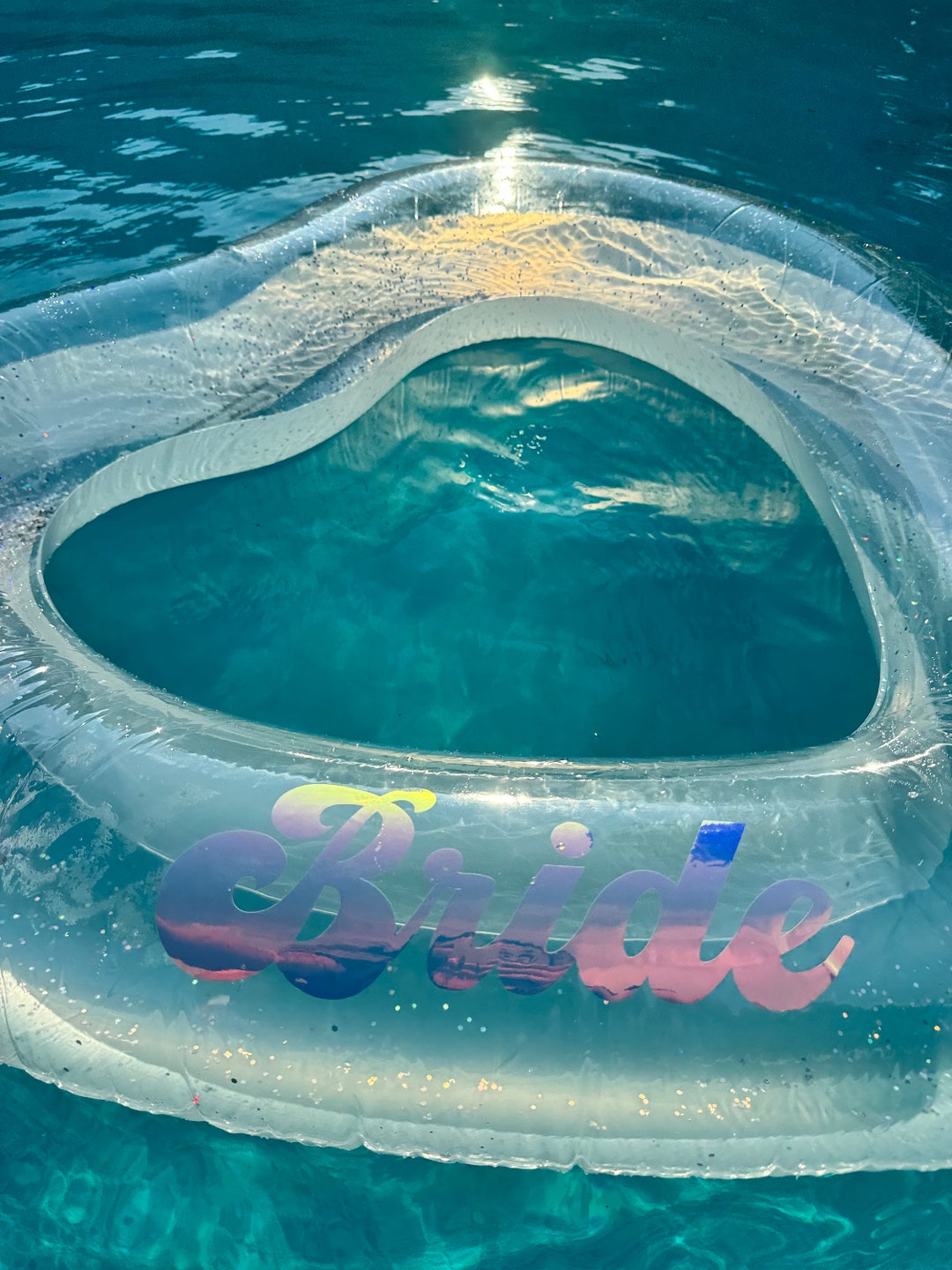 WHITE Bachelorette Party Heart Pool Float Pink Glitter Personalized ...