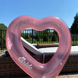 PINK Bachelorette Party Heart Pool Float Pink Glitter Personalized ...