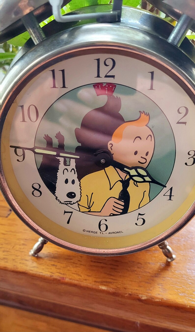 Vintage Tintin Retro Alarm Clock Bed Side Table Wind up Clock Avronel ...