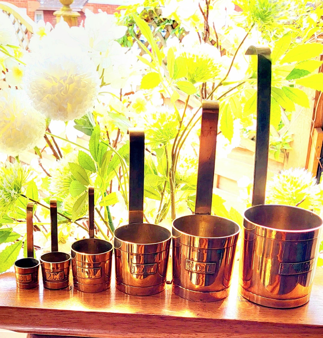 Complete Chef's Set 5 Vintage English Brass Measures With Hanging ...