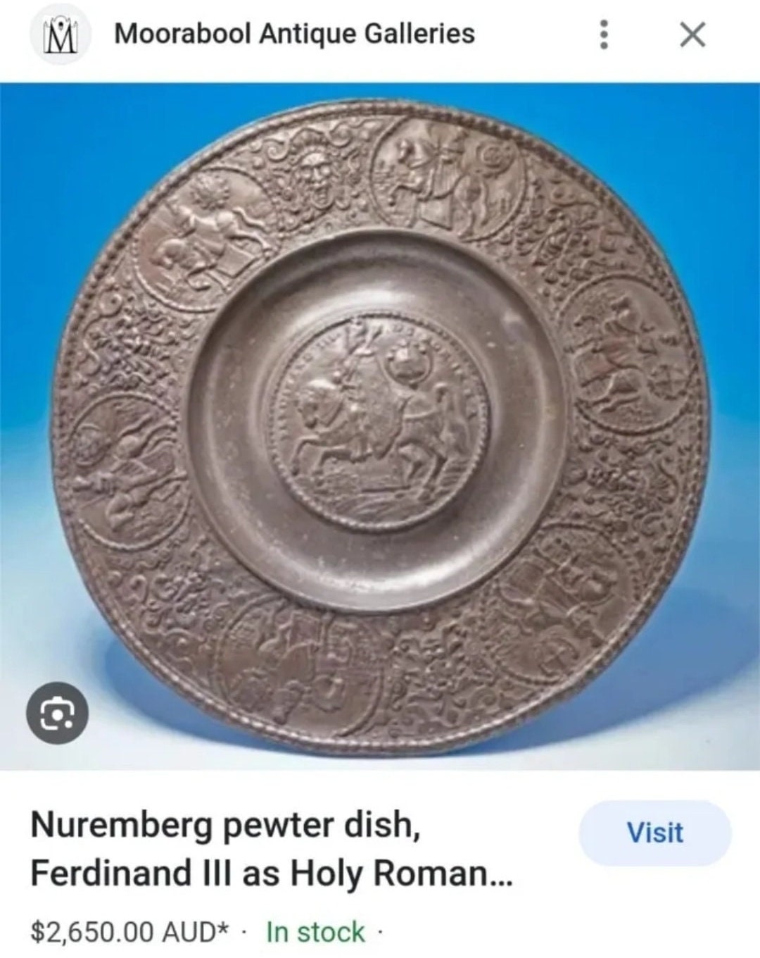 Antique German Pewter Plate: 17th Century Holy Roman Empire, Ferdinand ...
