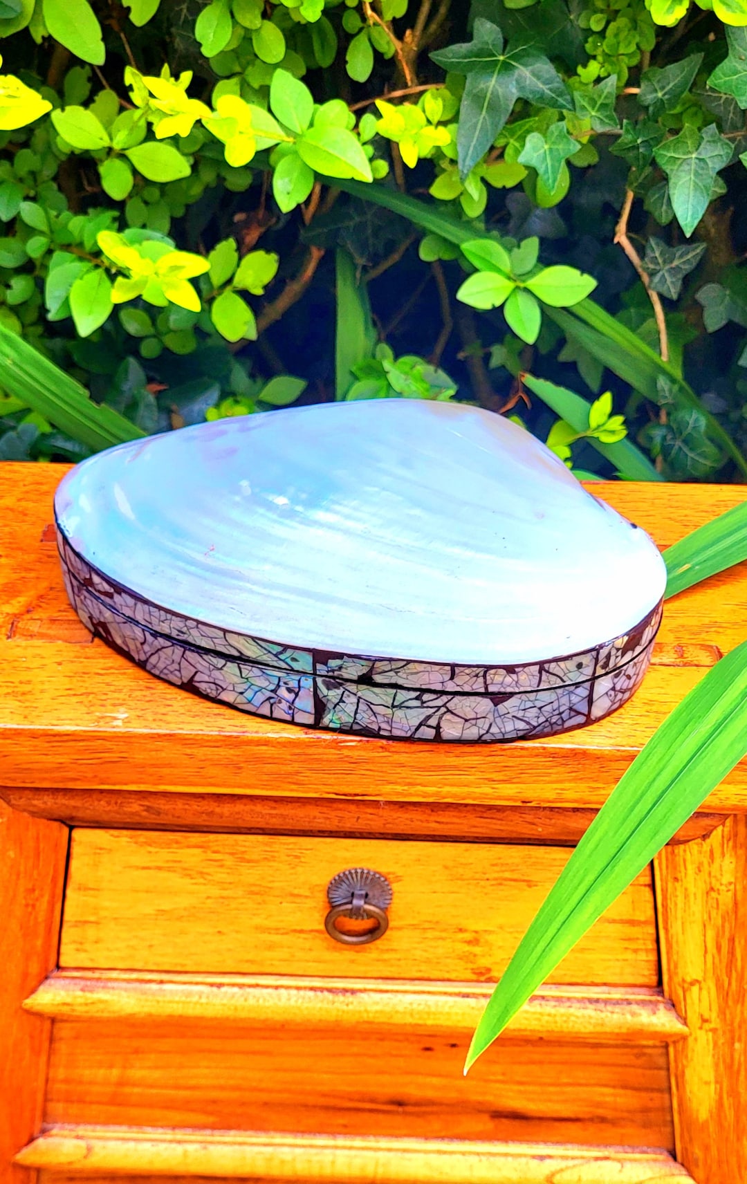 Jewelry Box Large Mother of Pearl Sea Shell Handcrafted White Capiz ...