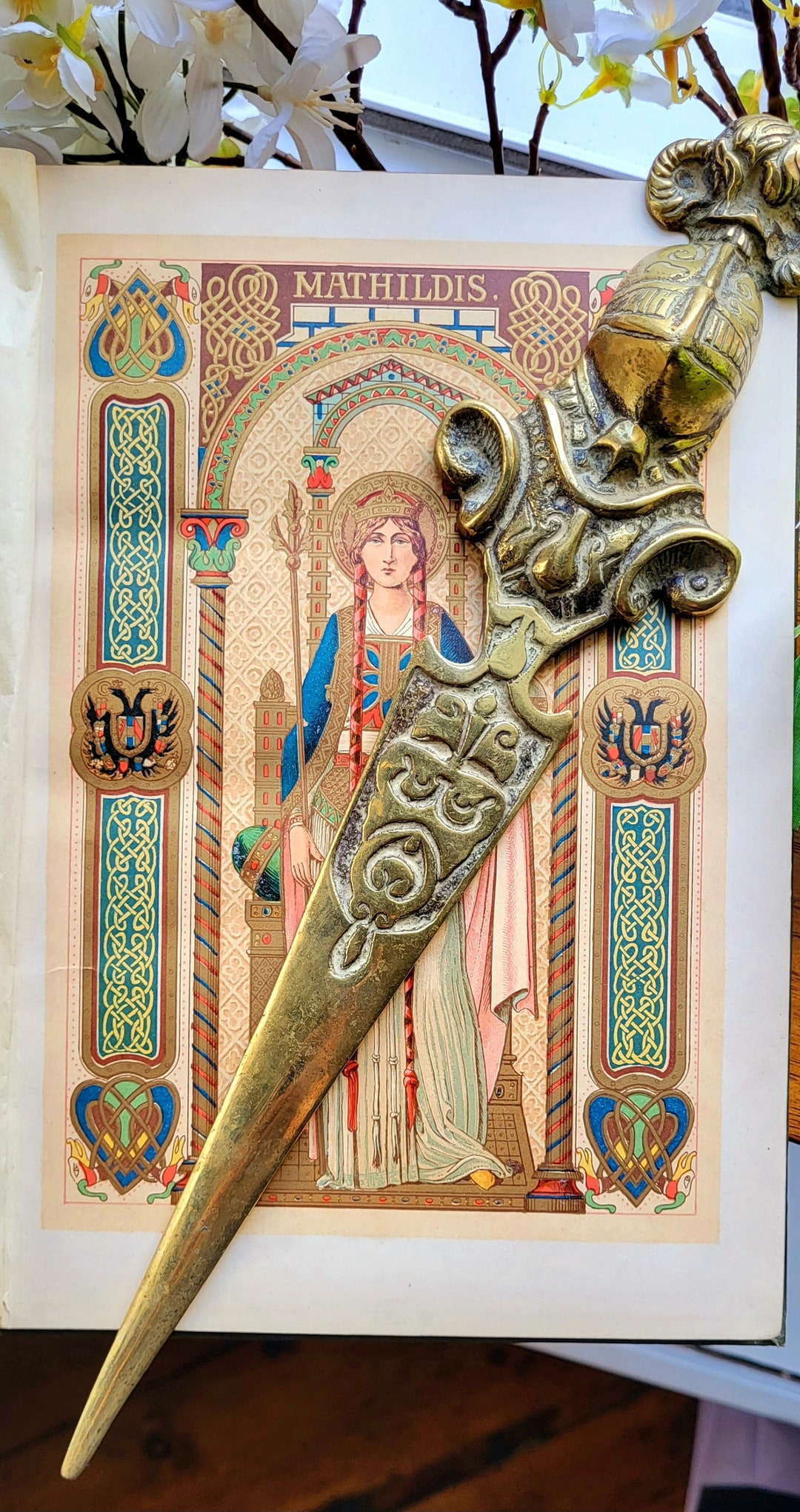 Antique Vintage Historical Brass Merlin Metal Blunt Letter Opener ...