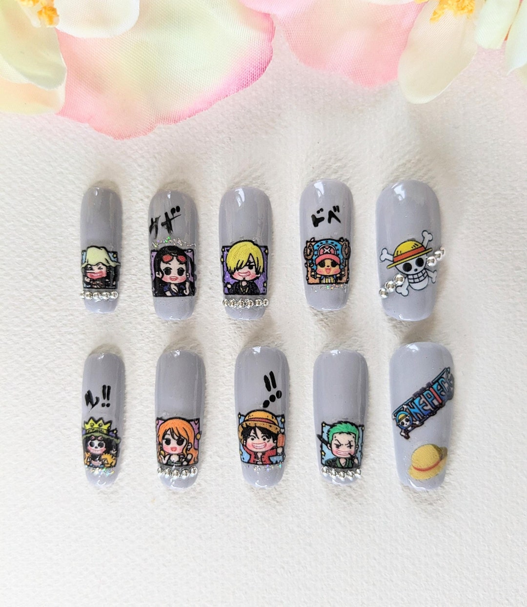 One Piece Luffy Zoro Chopper Anime Manga Themed Handcrafted Press on ...