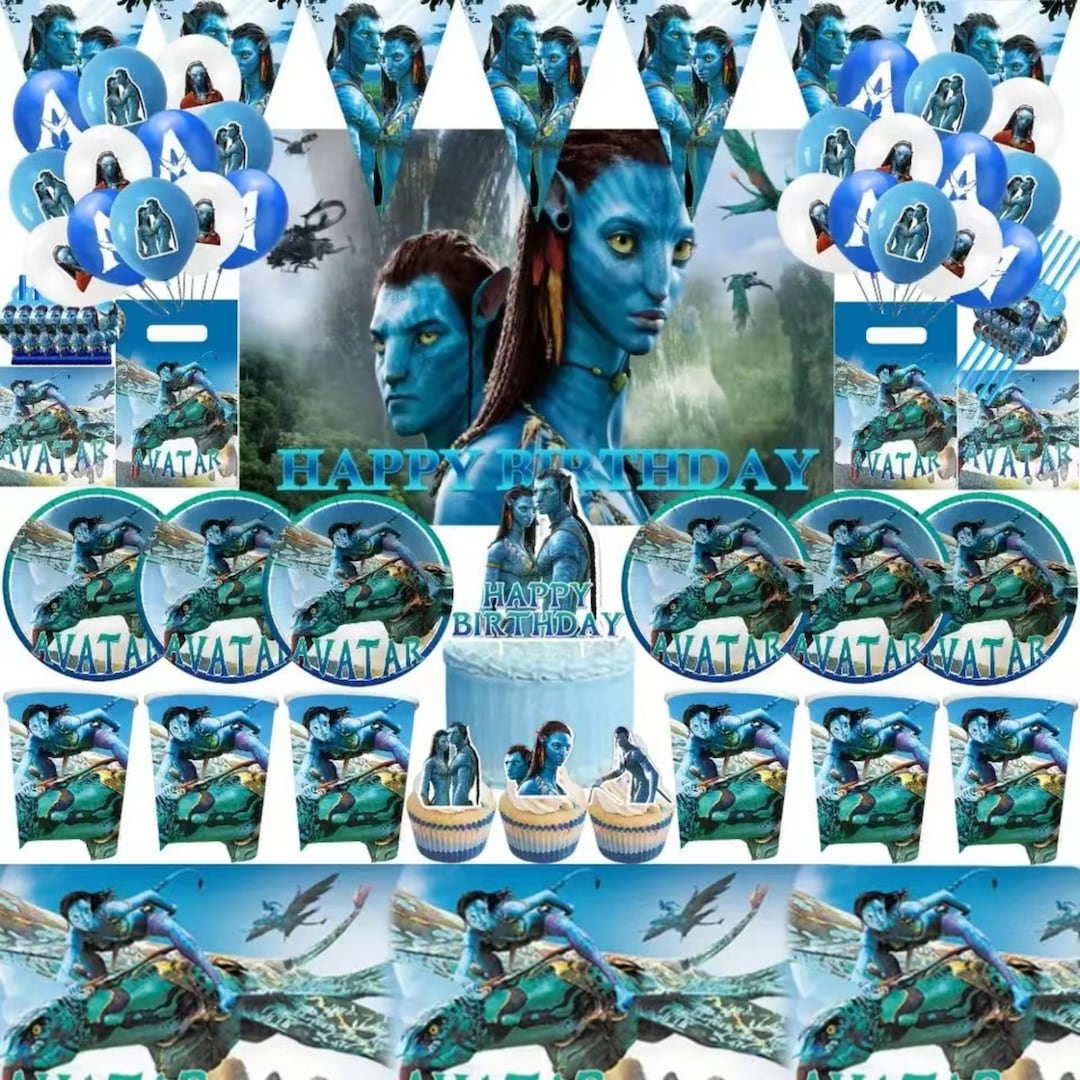 Avatar Party Tableware Disposable Dinnerware Cartoon Blue Leonopteryx ...