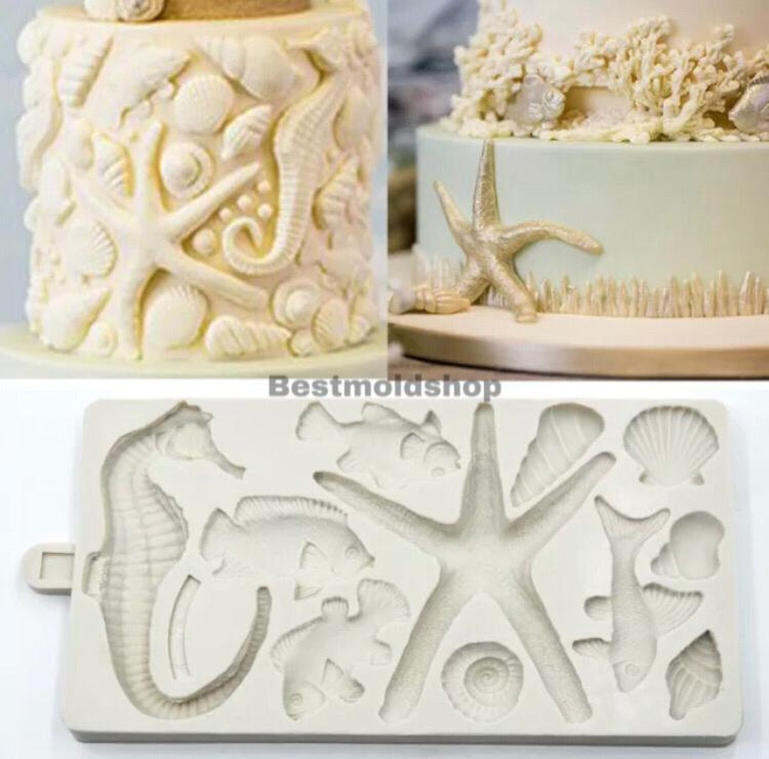 Starfish Sea Shells Silicone Fondant Mould Cake Decorating Baking ...