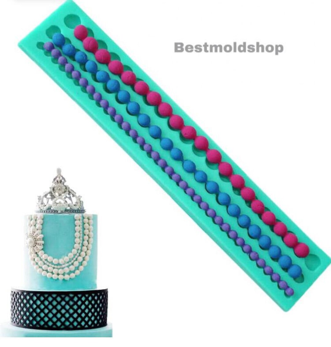 DIY Silicone String of Pearl Fondant Cake Sugar Cookies Paste Bead ...