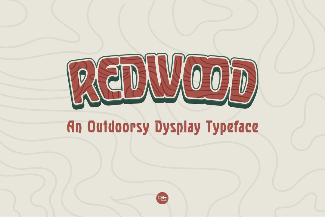 Redwood Vintage Display Typeface: Rustic Art Nouveau Font - Etsy