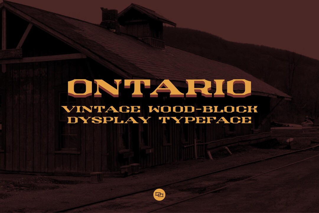Ontario Typeface: Bold Vintage Wood-block Font - Etsy