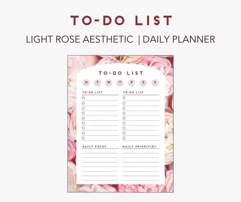 Light Rose Aesthetic Printable To-do List, Life Planner Printable A4 A5 ...