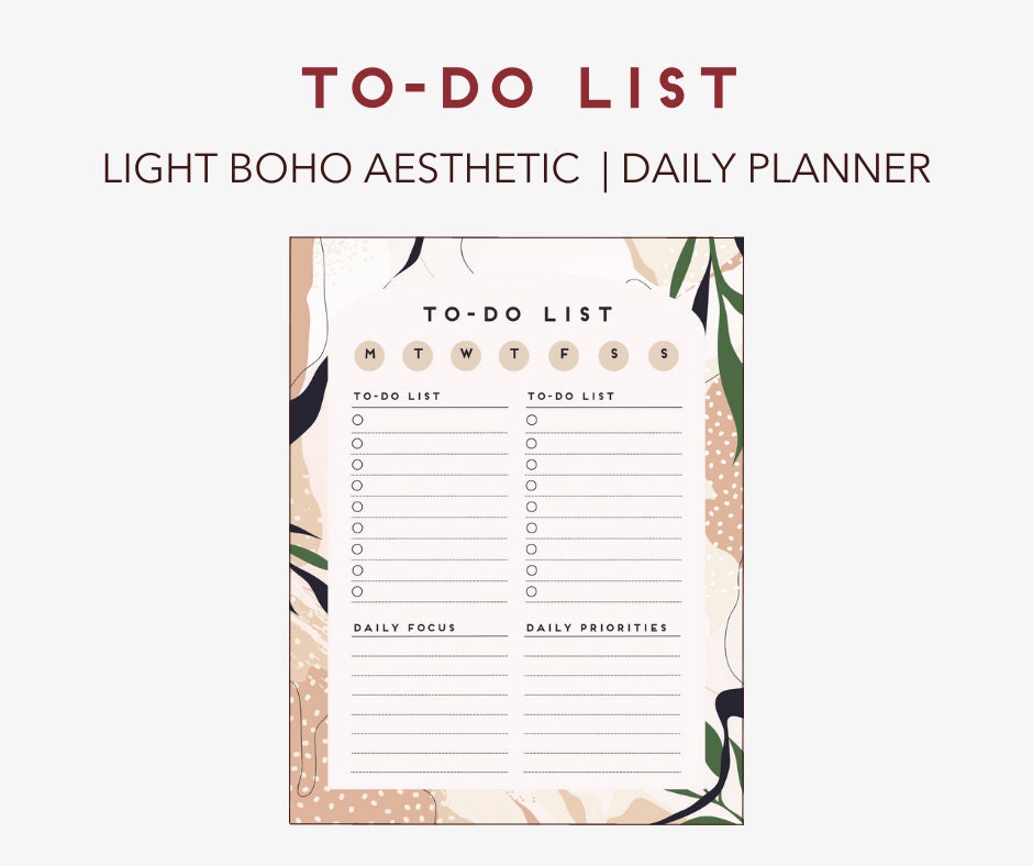 Light Boho Printable To-do List, Life Planner to Do List, Printable, A4 ...