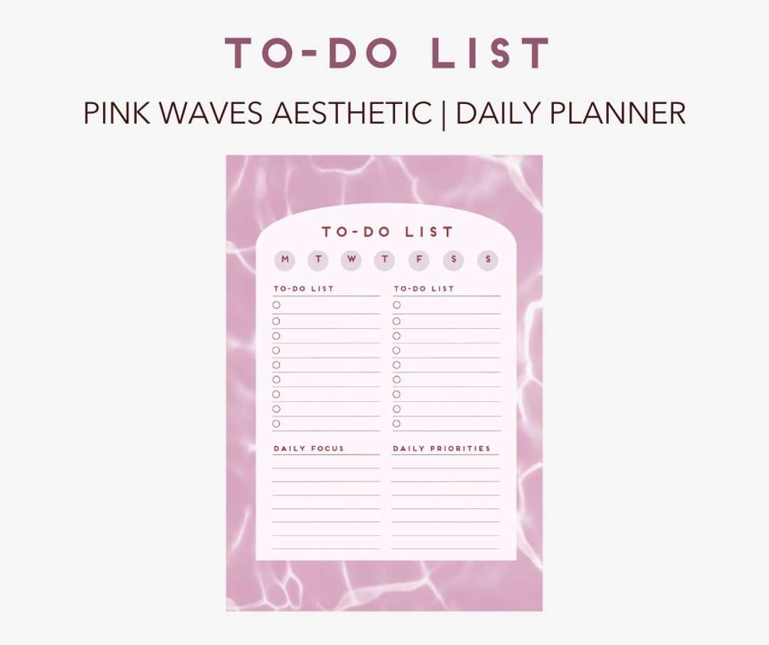 Pink Waves Aesthetic Printable To-do List, Life Planner to Do List ...