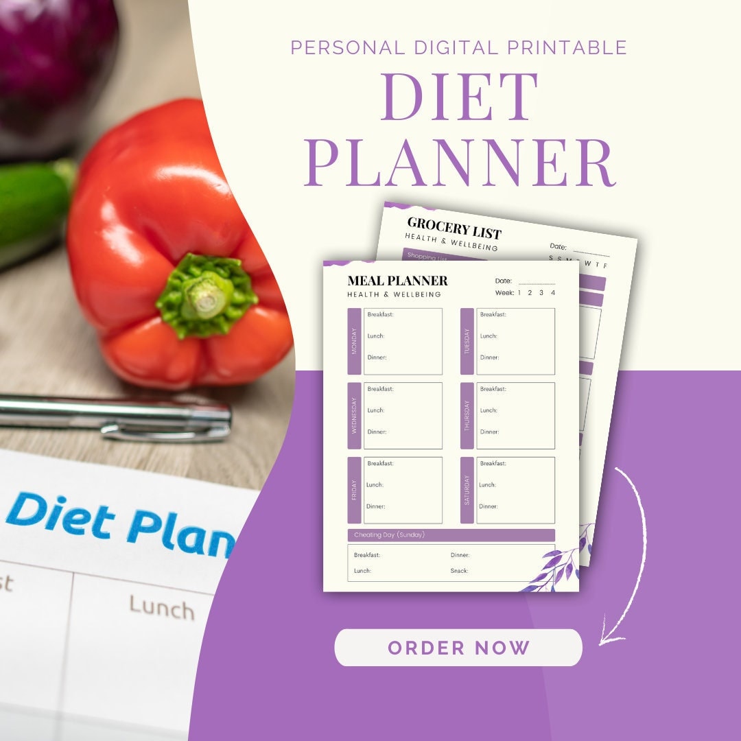 Personal Digital Printable Diet Planner Daily Planner Printable, Daily ...