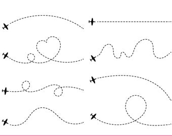Airplane Path Bundle SVG PNG Files for Cutting Machines, Digital ...