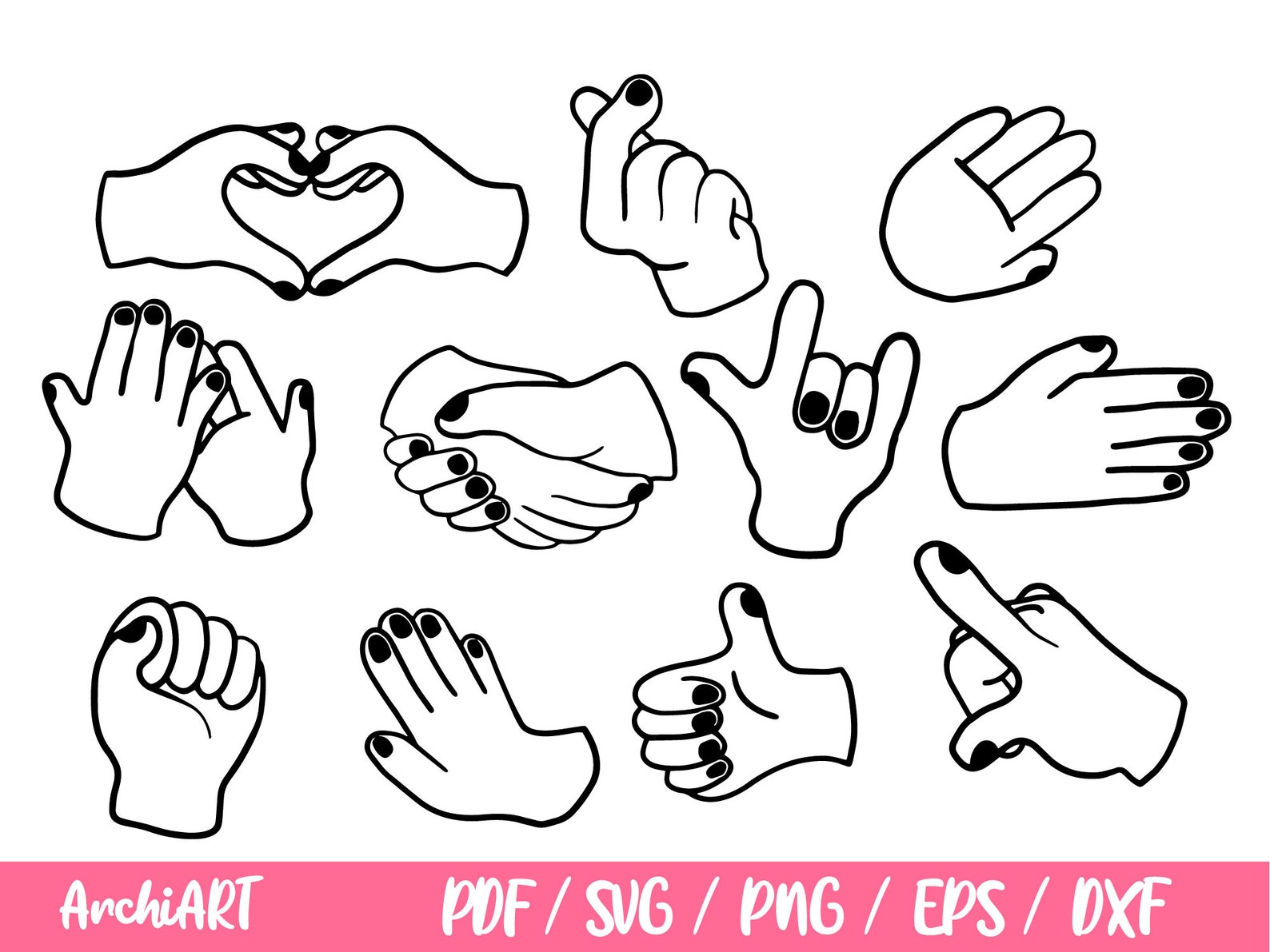 Hand Sign Emoji SVG, Hand Cartoon, Doodle Hands, Hand Gestures Svg, I ...