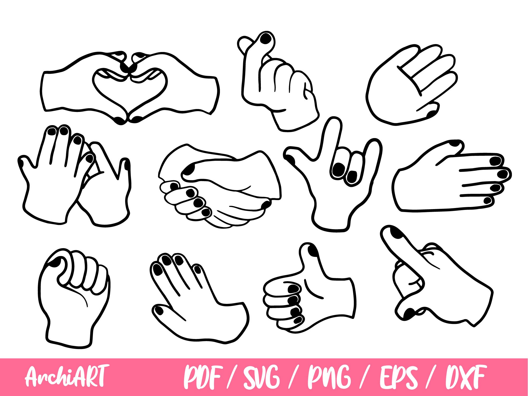 Hand Sign Emoji SVG, Hand Cartoon, Doodle Hands, Hand Gestures Svg, I ...