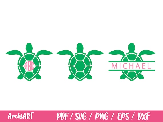 Turtle Monogram Svg Sea Turtles Cut File Digital File - Etsy