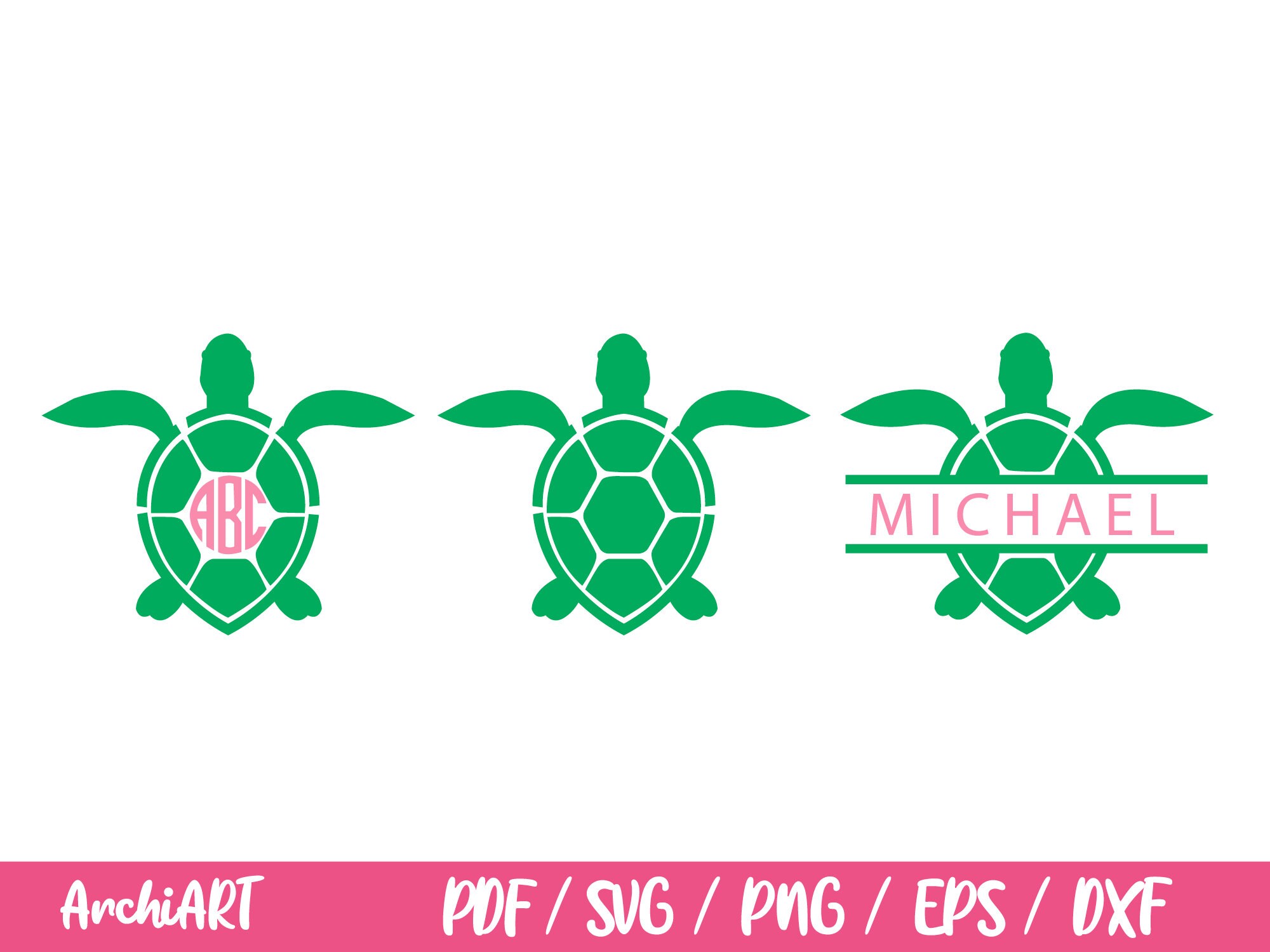 Turtle Monogram Svg, Sea Turtles Cut File, Digital File Cricut ...