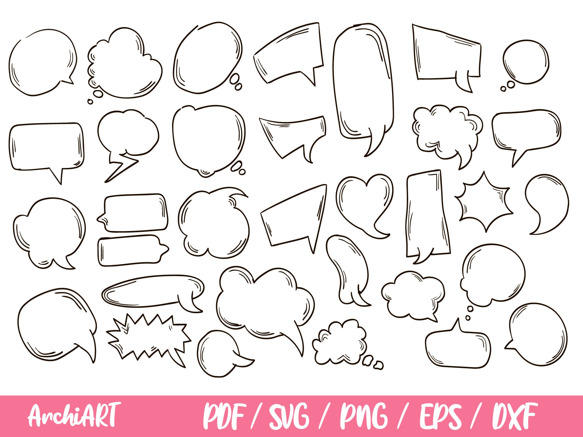 33 Speech Bubbles , Speech Bubbles Svg, Thought Bubble Svg, Comic Svg, Comic Bubble Svg, Cartoon ...