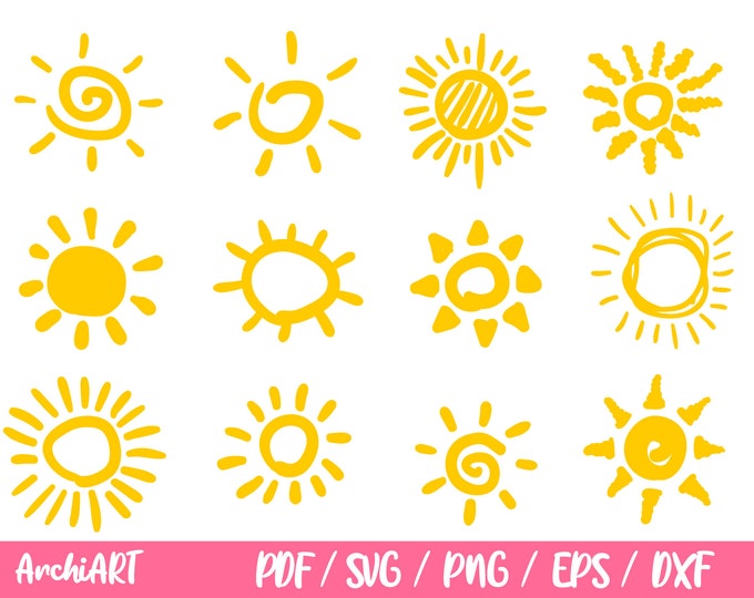 Sun SVG Files for Cricut, Sun SVG Bundle, Sun Png Dxf Pdf, Sun Clipart ...