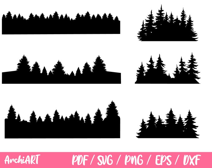 Forest Svg,tree Silhouette,pine Tree,dxf,christmas Tree,spruce,cut File ...