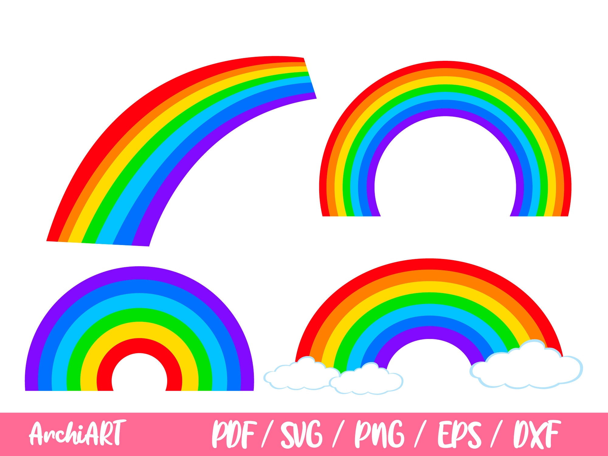 Rainbow SVG Bundle,cloud,weather Svg,rainbow,cut File,kids,baby,png ...