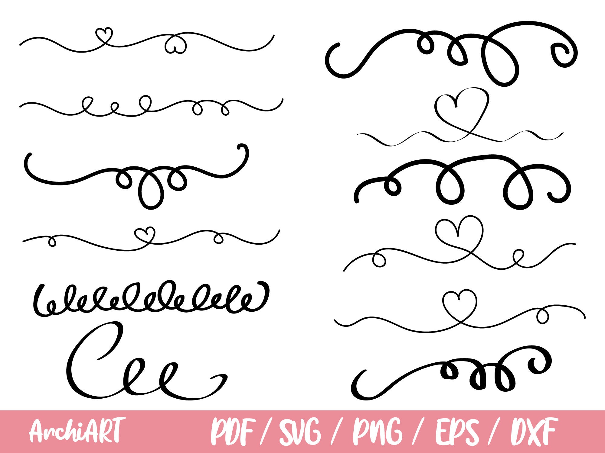 Doodle Svg Bundle, Hand Drawn Svg,design Elements, Text Divider Svg ...