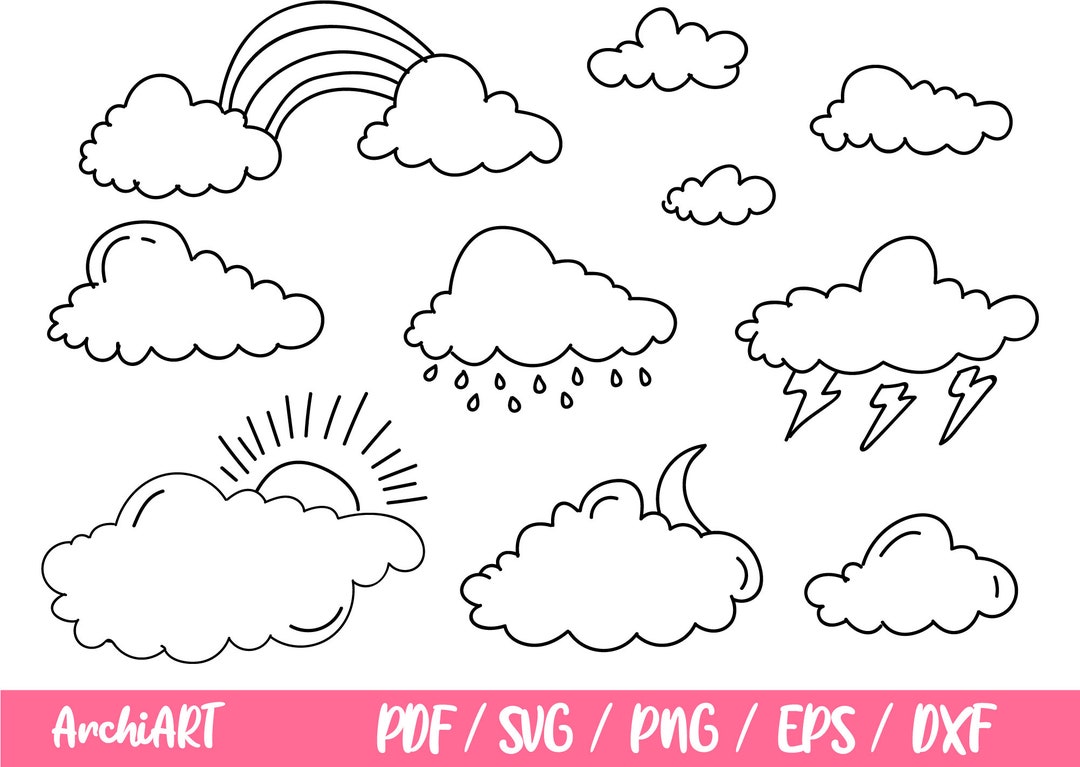 Clouds SVG, Cloud SVG, Clouds Bundle Svg, Cloud Clipart, Rain Cloud Svg ...