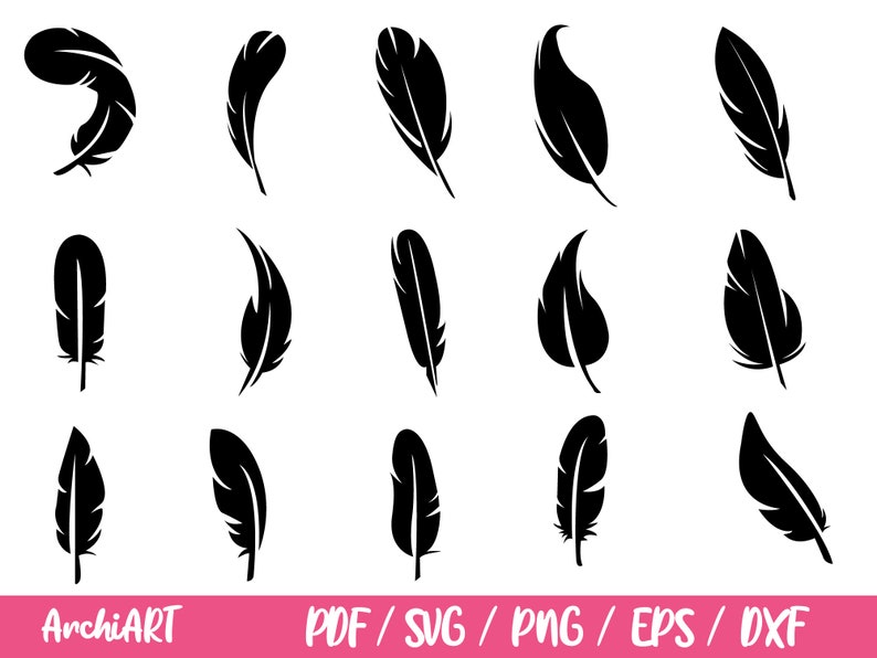 FEATHER SVG/ Feathers Svg/ Clipart/ Cut Files/ Silhouette/ Files for ...