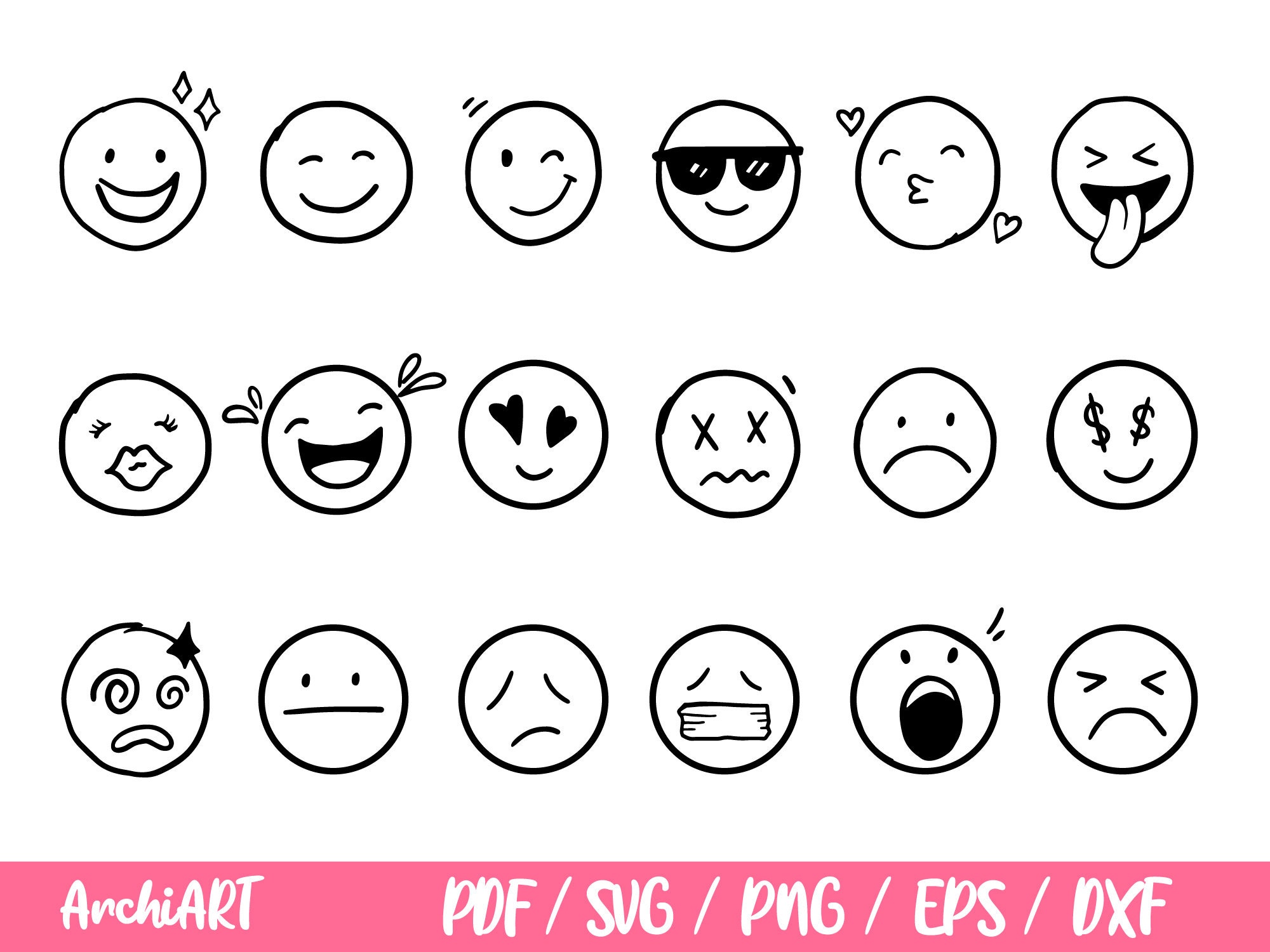Smiley Face Svg, Emoji Clipart, Emoji Svg, Happy Face Svg, Smiley Face ...