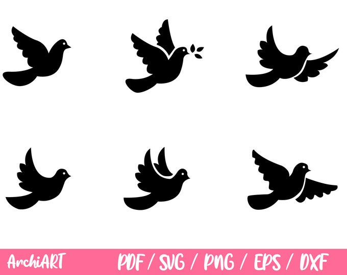 Dove Bundle Cut Files Clipart, Doves SVG / Pigeon Svg / Peace Svg ...