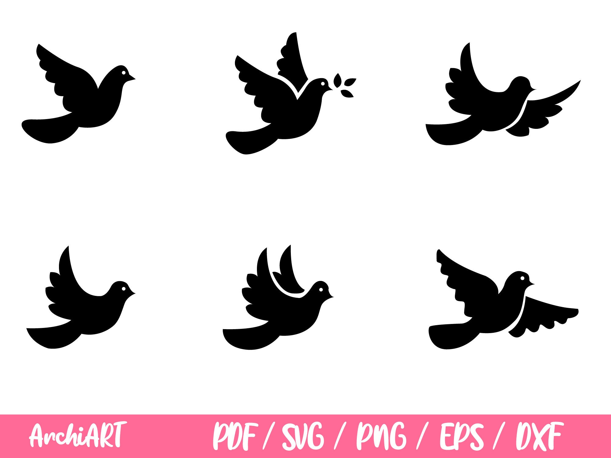 Dove Bundle Cut Files Clipart, Doves SVG / Pigeon Svg / Peace Svg ...