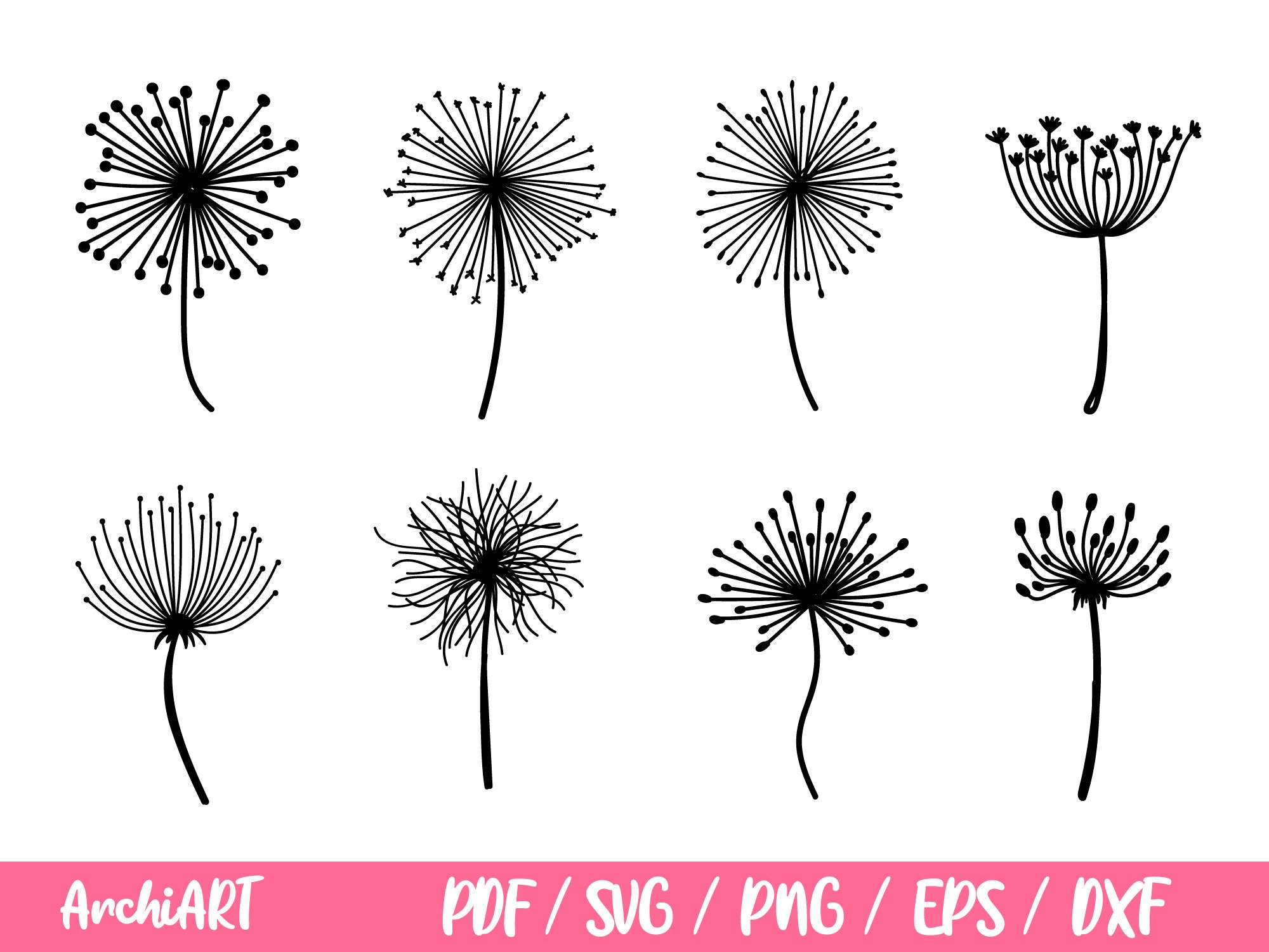 Dandelion SVG, Floral SVG, Dandelion Bundle SVG, Dandelion Png, Flower ...