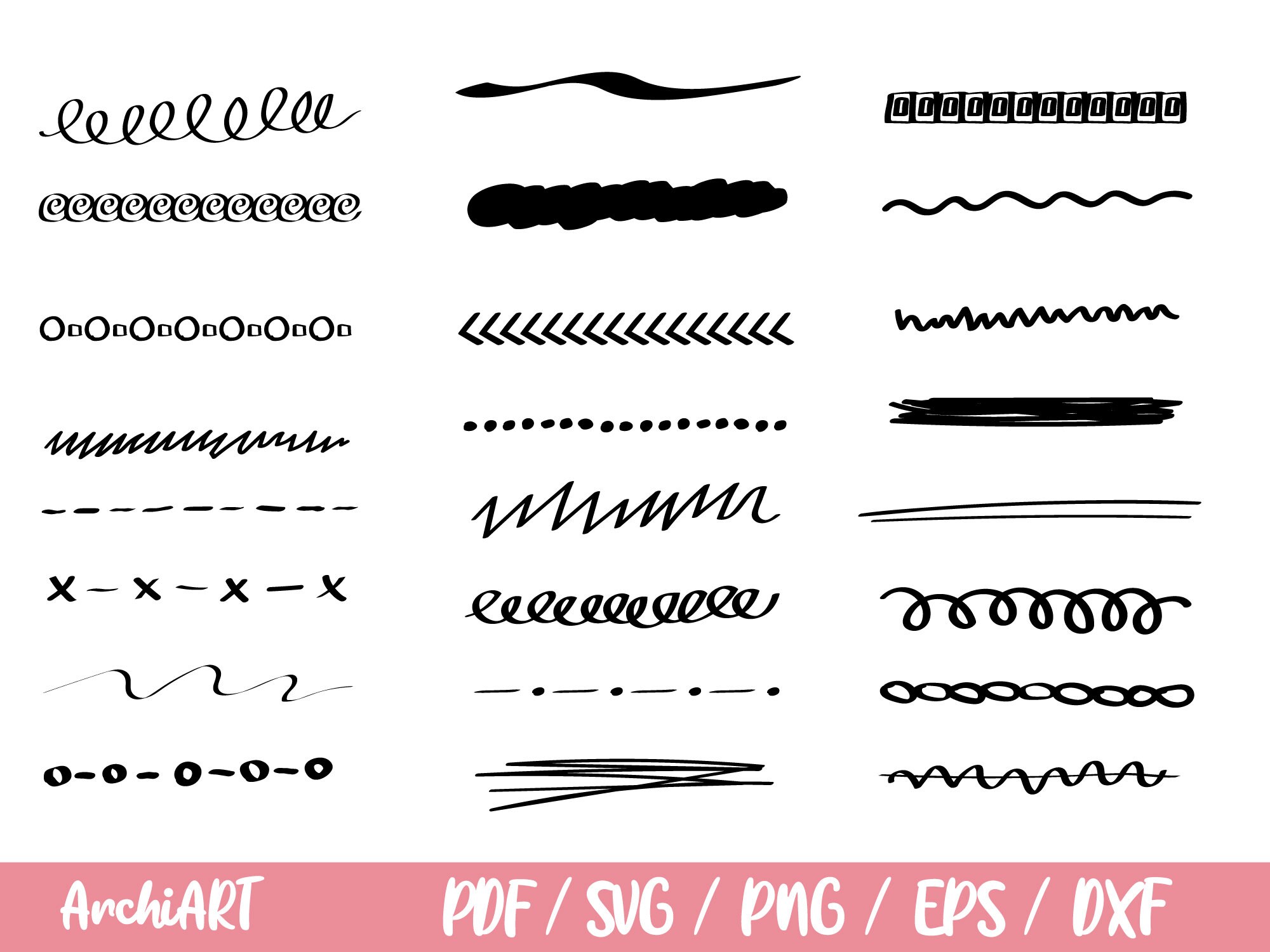 Doodle Svg Bundle, Hand Drawn Svg, Design Elements, Text Divider Svg ...