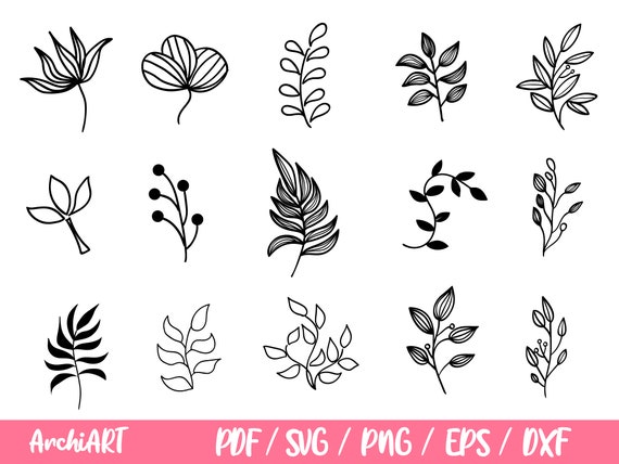 Leaves SVG Hand Drawn Leaves SVG Cut Files Files for - Etsy