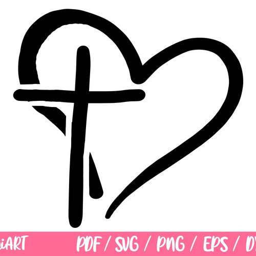 Jesus Heart Cross Svg Instant Download Cross Svg Cross Svg Etsy Australia