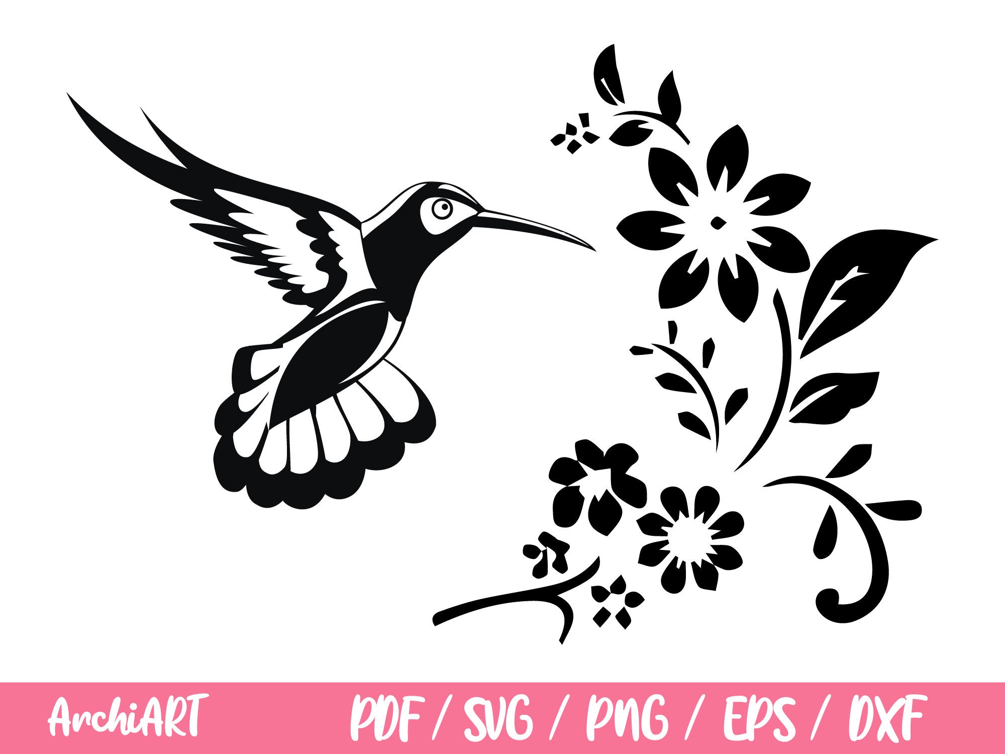 Hummingbird Flower Silhouette