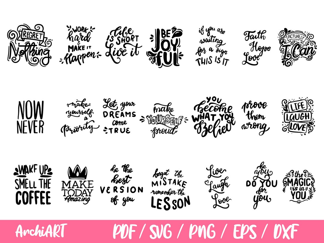 Motivational Quotes SVG Bundle Inspirational Quotes SVG - Etsy