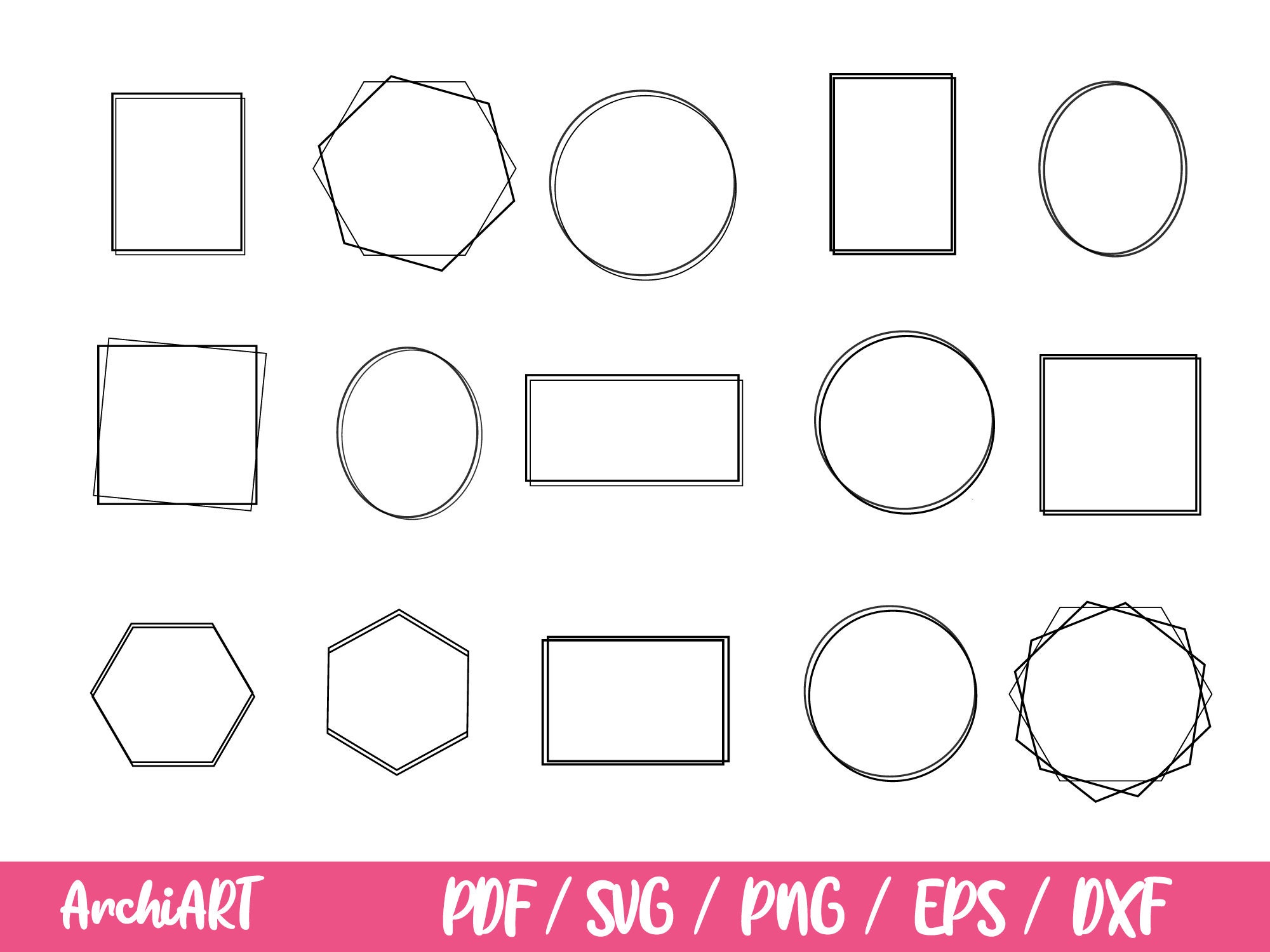 Double Frame Svg,square Frame Bundle,double Border,rectangle,circle ...