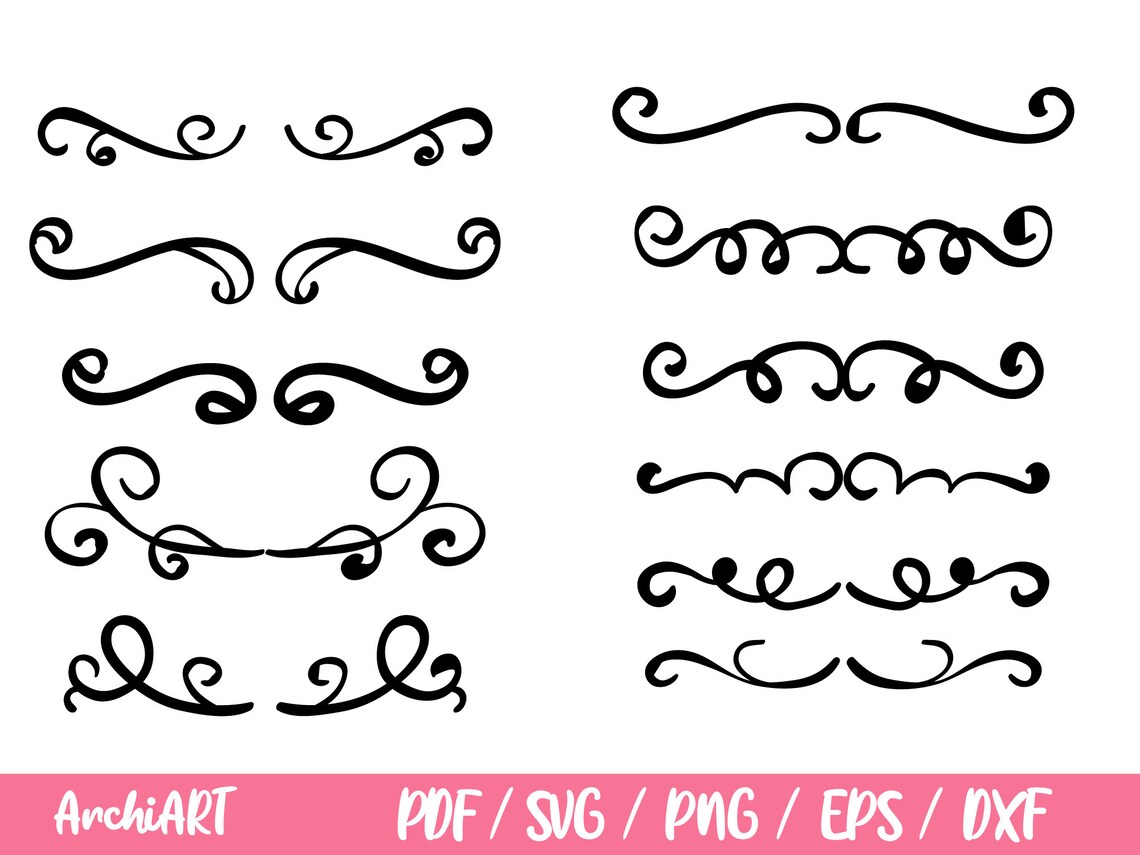 Dividers Bundle Svg, Text Dividers Svg, Flourish Svg, Divider Clipart ...
